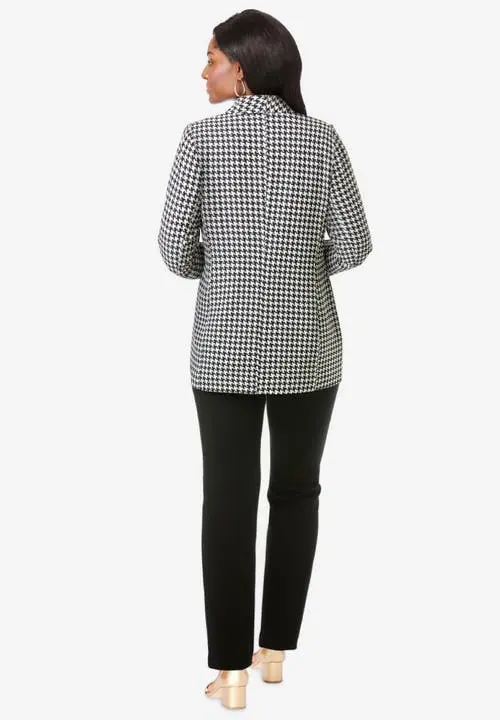 JESSICA LONDON Double-breasted Stretch Crepe Pantsuit - Black Houndstooth