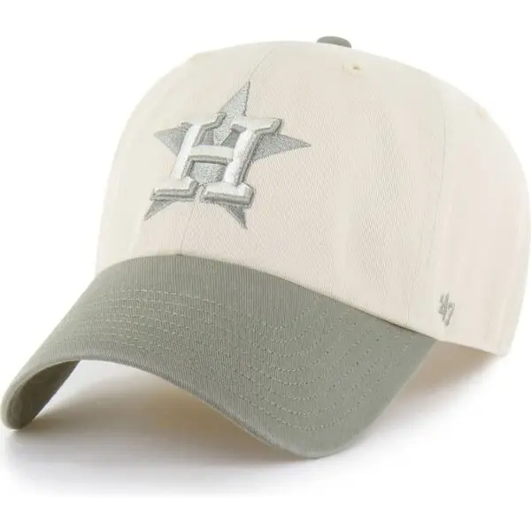 '47 Olive Houston Astros Two-tone Fashion Clean Up Adjustable Hat - Natural