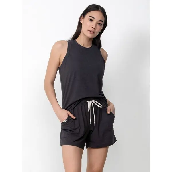 SINGLE STITCH Lightweight Tank And Short Set - Heather Black