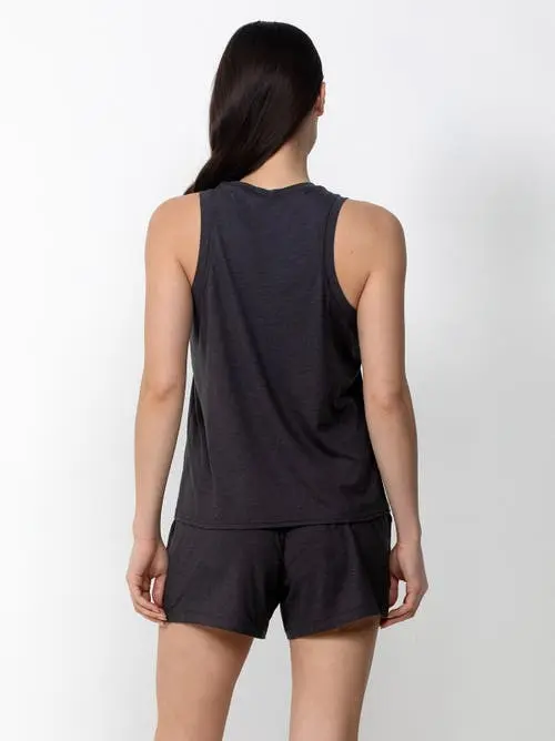 SINGLE STITCH Lightweight Tank And Short Set - Heather Black