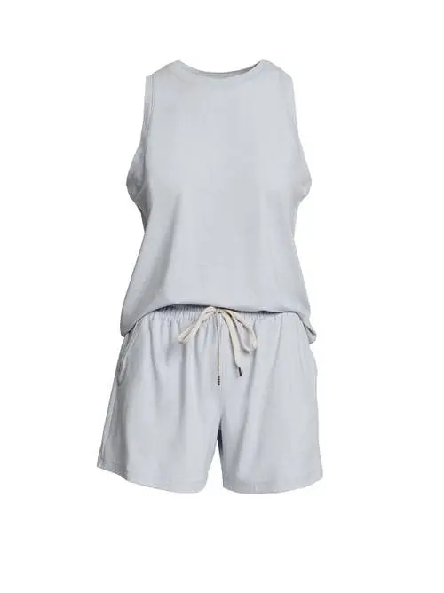 SINGLE STITCH Lightweight Tank And Short Set - Heather Black
