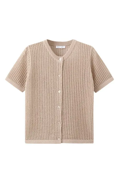 Mango Openwork Short Sleeve Cardigan