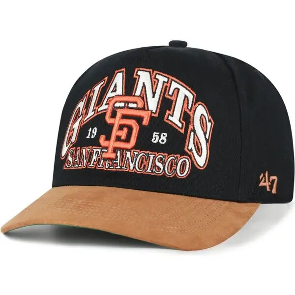 '47 Brown San Francisco Giants Cooperstown Break Wood Suede Hitch Adjustable Hat - Black
