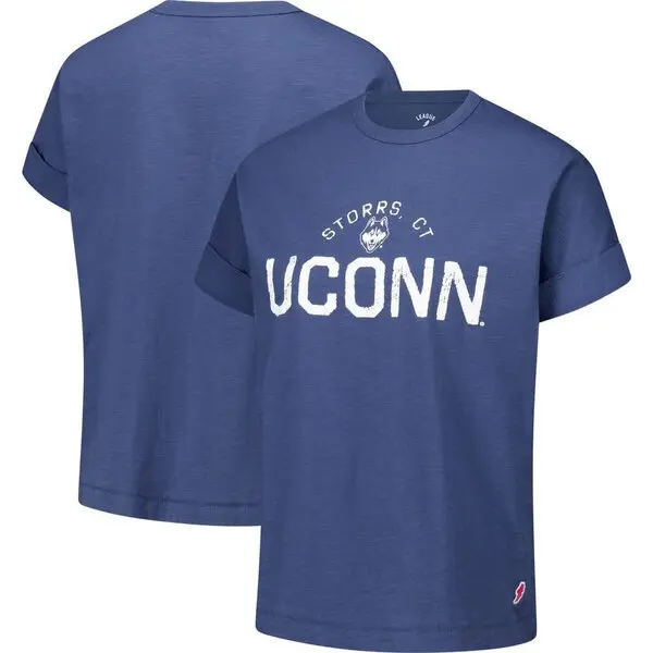 LEAGUE COLLEGIATE WEAR Uconn Huskies Slub Rolled Cuff T-shirt - Navy