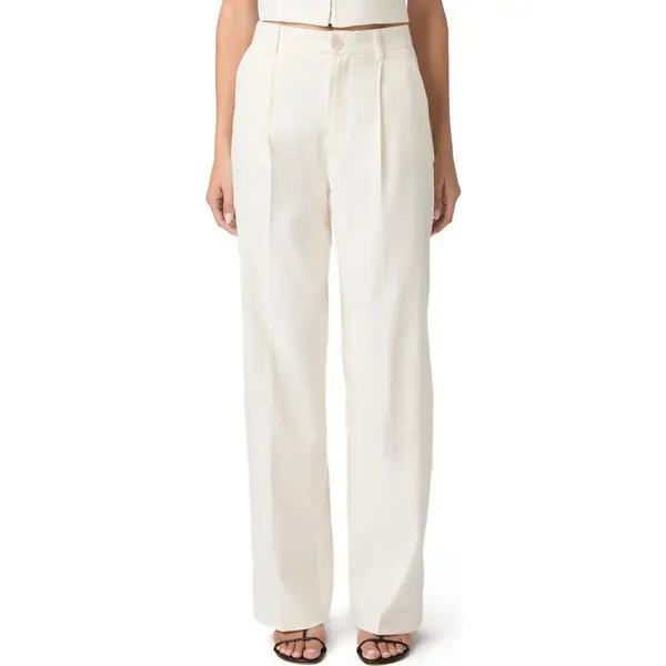 Paige Westin Pleated Straight Leg Pants - Bone