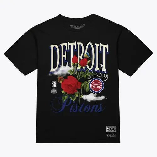 Mitchell & Ness Detroit Pistons Floral Graphic T-shirt - Black