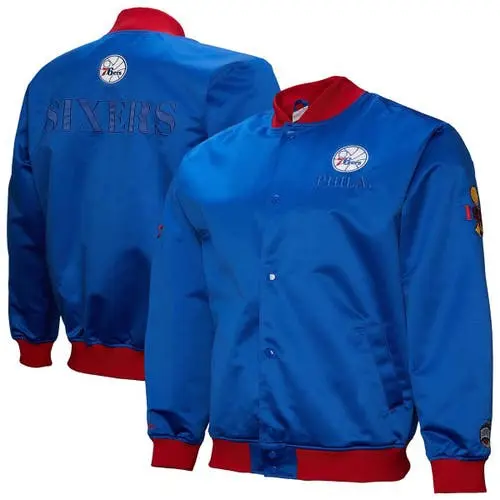 Mitchell & Ness Philadelphia 76ers Hardwood Classics Team Og 3.0 Lightweight Satin Full-snap Jacket - Royal
