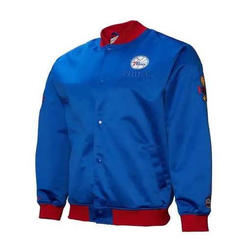 Mitchell & Ness Philadelphia 76ers Lightweight Satin Full-snap Jacket - Royal