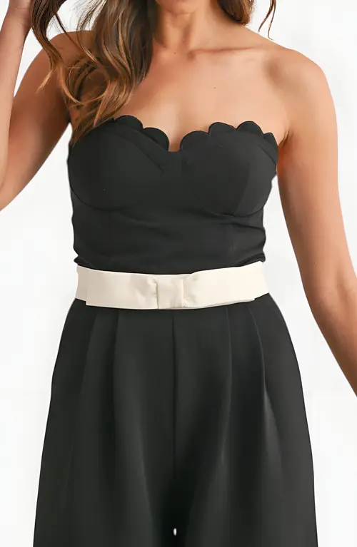 MODENAIRE Strapless Jumpsuit With Scalloped Bodice