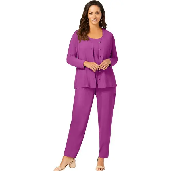 JESSICA LONDON Stretch Knit Four-piece Wardrobe Set - Deep Orchid