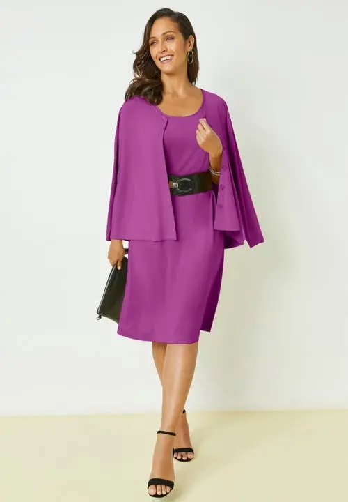 JESSICA LONDON Stretch Knit Four-piece Wardrobe Set - Deep Orchid