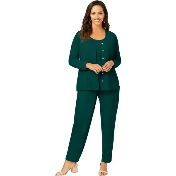 JESSICA LONDON Stretch Knit Four-piece Wardrobe Set - Emerald Green