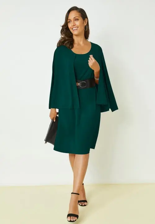 JESSICA LONDON Stretch Knit Four-piece Wardrobe Set - Emerald Green