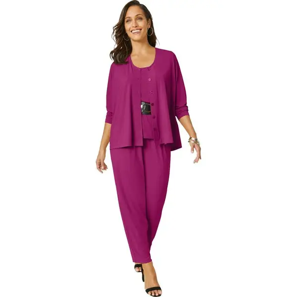 JESSICA LONDON Stretch Knit 4-piece Wardrobe Set - Raspberry