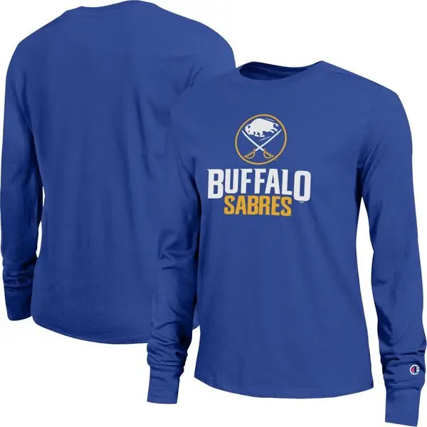 Champion Buffalo Sabres Wordmark Lockup Long Sleeve T-shirt - Royal
