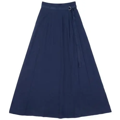 MAXMRKT Rayon Maxi Knife Pleated Skirt - Dark Denim