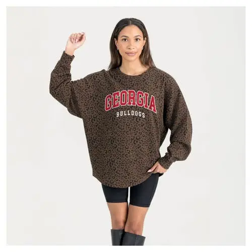 GAMEDAY COUTURE Georgia Bulldogs Leopard Oversized Sweatshirt