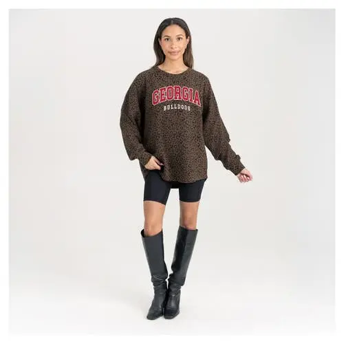 GAMEDAY COUTURE Georgia Bulldogs Leopard Oversized Sweatshirt