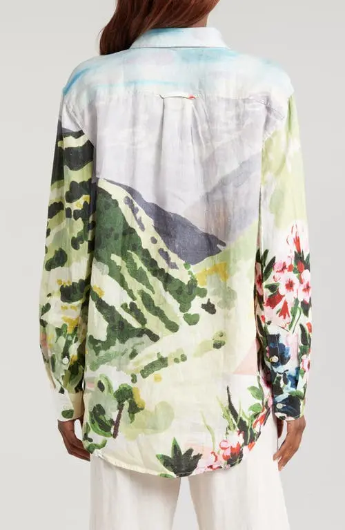 Desmond & Dempsey Landscape Linen Pajama Button-up Shirt
