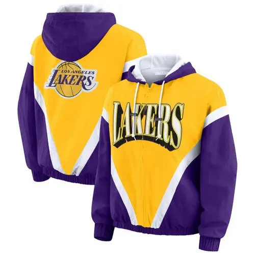 WEAR BY ERIN ANDREWS Purple Los Angeles Lakers Color-block Full-zip Windbreaker - Gold