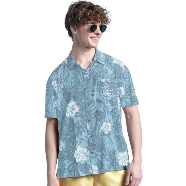 MARGARITAVILLE Chicago Cubs Palm Shade Party Button-up Shirt - Blue