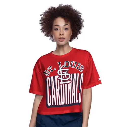 STARTER St. Louis Cardinals Play The Ball Boxy Cropped T-shirt - Red