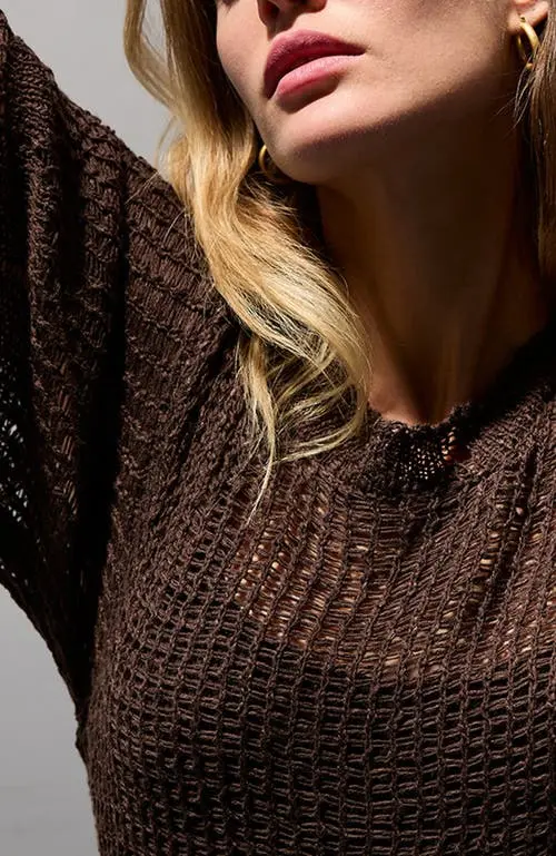 CRESCENT Netted Knit Dress - Brown