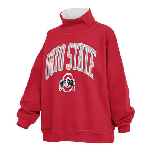 PRESSBOX Ohio State Buckeyes Oversized Mock Neck Sweatshirt