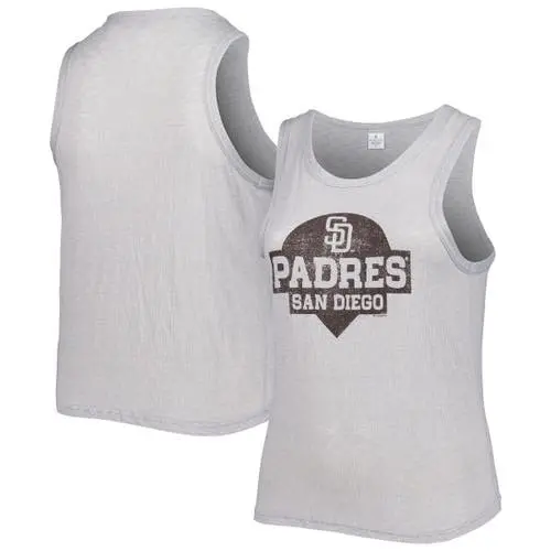 SOFT AS A GRAPE San Diego Padres High Neck Tri-blend Tank Top - Gray