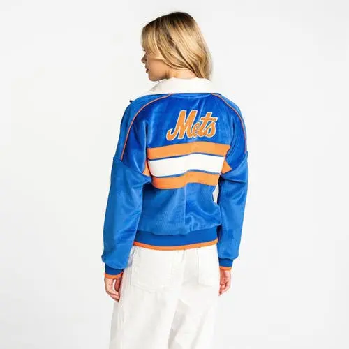 THE WILD COLLECTIVE New York Mets Velvet Corduroy Full-zip Jacket - Royal