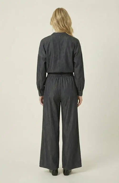 MODENAIRE Relaxed Wide-leg Lounge Set With Collared Top
