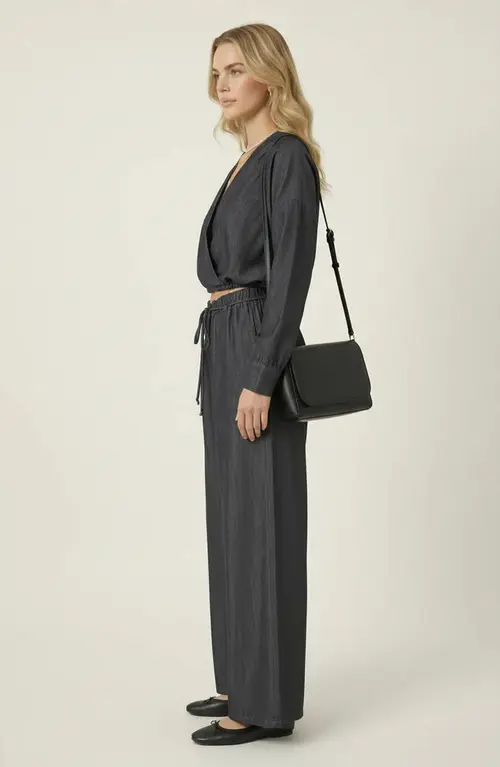 MODENAIRE Relaxed Wide-leg Lounge Set With Collared Top