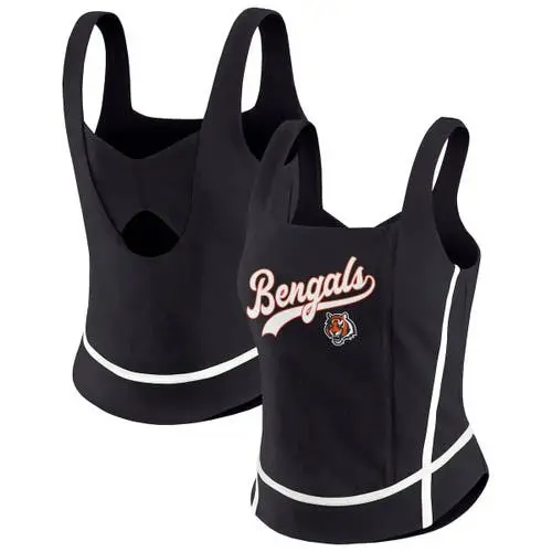 WEAR BY ERIN ANDREWS Cincinnati Bengals Square Neck Tank Top - Black