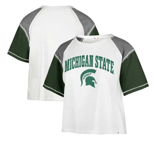 '47 Michigan State Spartans Serenity Gia Cropped T-shirt - White