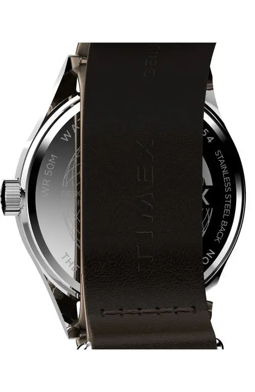 Timex® Timex Weekender New England Leather Strap Watch