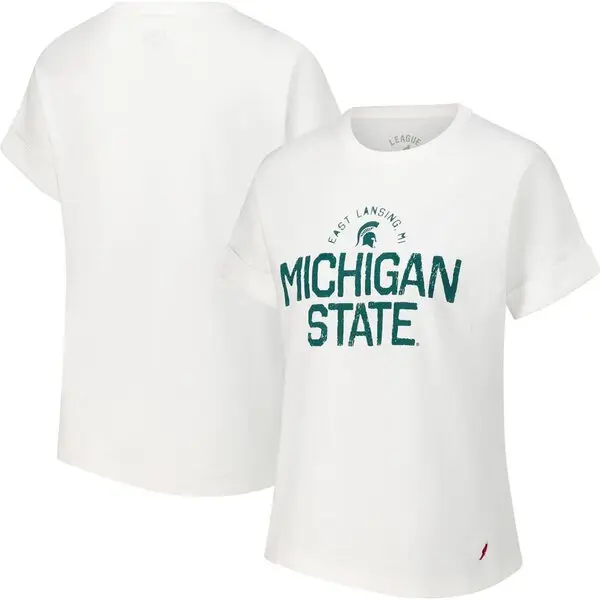 LEAGUE COLLEGIATE WEAR Michigan State Spartans Slub Rolled Cuff T-shirt - White