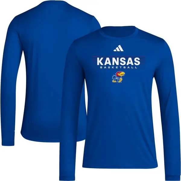 Adidas Kansas Jayhawks Locker On-court In The Fade Aeroready Long Sleeve T-shirt - Royal