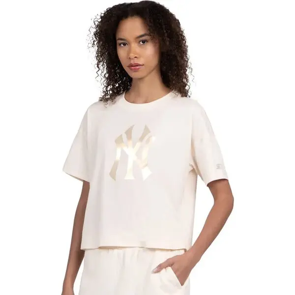 STARTER New York Yankees Pastels Boxy Cropped T-shirt - Cream