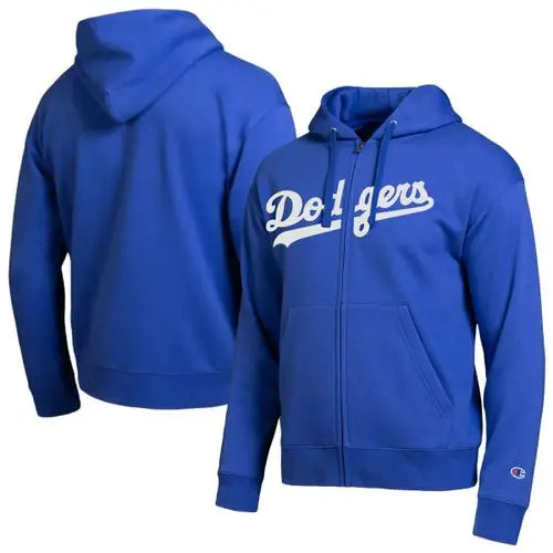 Champion Los Angeles Dodgers All-star Wordmark Full-zip Hoodie - Royal