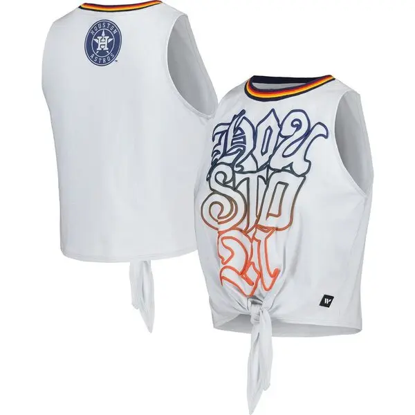 THE WILD COLLECTIVE Houston Astros Twisted Tie Front Tank Top - Royal