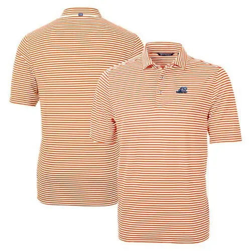Cutter & Buck West Michigan Whitecaps Big & Tall Virtue Eco Pique Stripe Recycled Drytec Polo - Orange