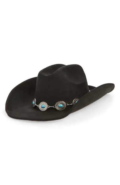 Tasha Western Cowboy Hat With Concho Band - Black