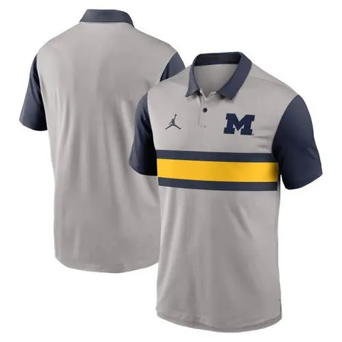 JORDAN BRAND Navy Michigan Wolverines Vapor Dri-fit Polo - Gray