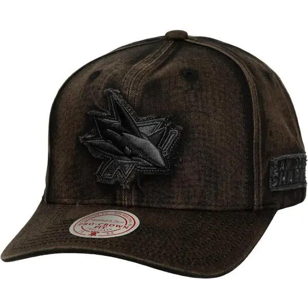 Mitchell & Ness San Jose Sharks Downtown Snow Wash Pro-crown Adjustable Hat - Black