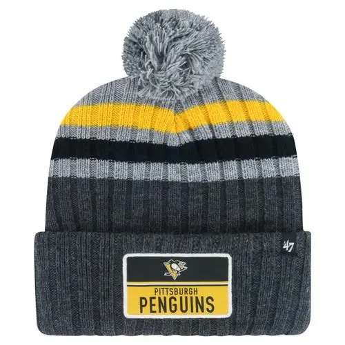 '47 Pittsburgh Penguins Stack Patch Cuffed Knit Hat With Pom
