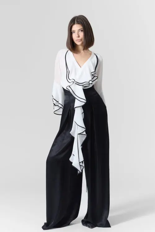 LE FAFO Ruffles Blouse & Pants Set