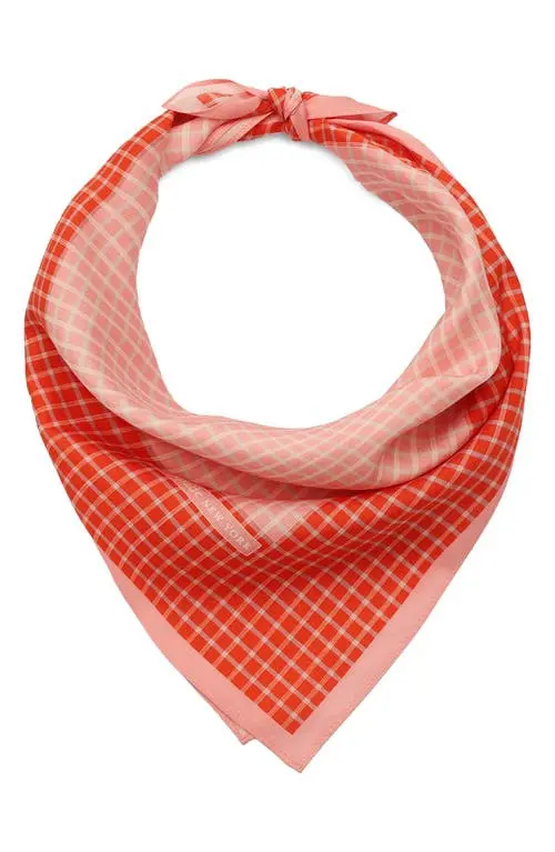 Kate Spade New York Petite Windowpane Check Square Cotton & Silk Bandana - Red/pink