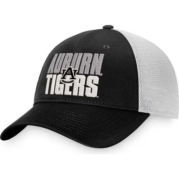 Top Of The World White Auburn Tigers Stockpile Trucker Snapback Hat - Black