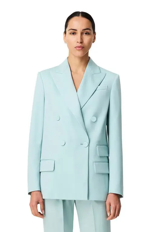 Another Tomorrow Relaxed Double Breasted Jacket - Mist