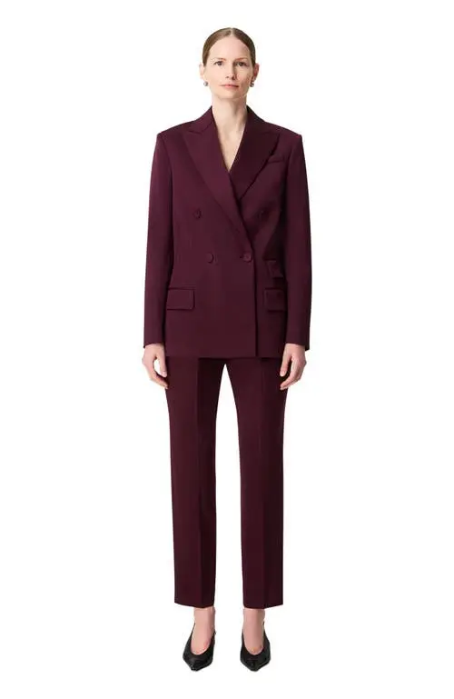Another Tomorrow Relaxed Double Breasted Jacket - Plum